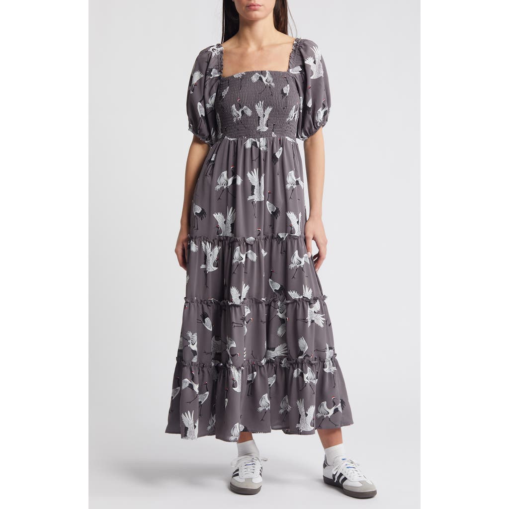 DRESSED IN LALA Dressed in Lala crane print maxi dress